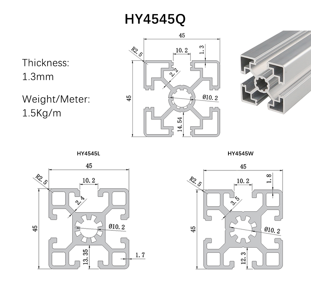 45x45 t slot aluminum industrial profile customized aluminum extrusion ...